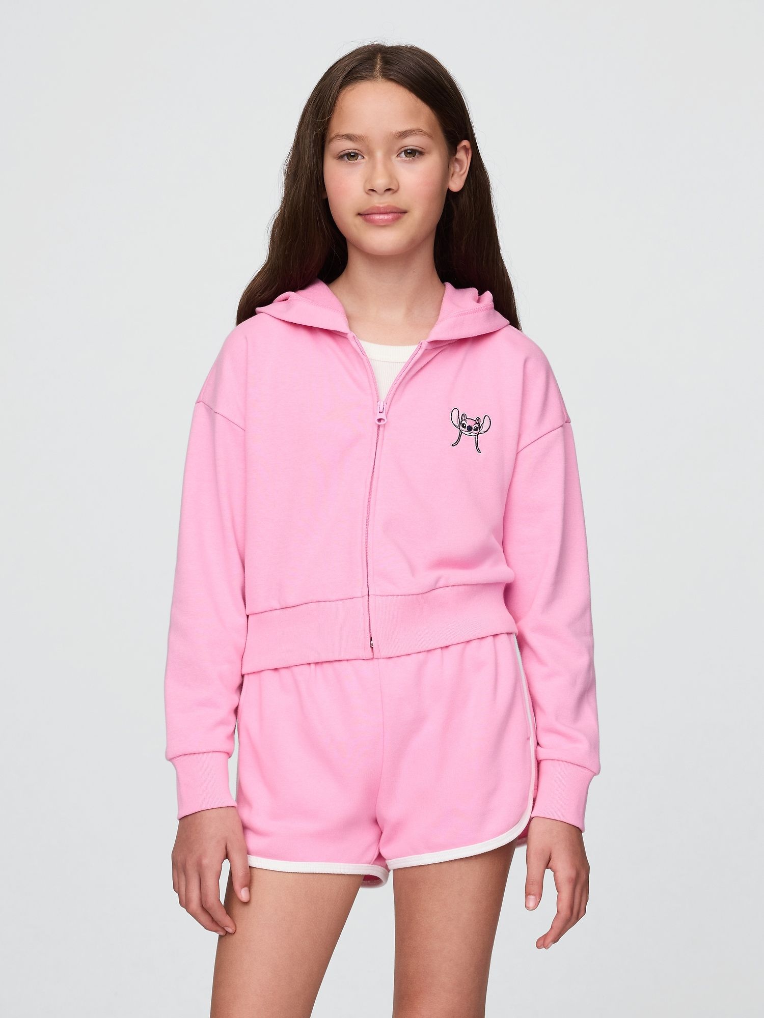 Hanorac crop pentru copii Gap × Lilo & Stitch VintageSoft | GAP.ro