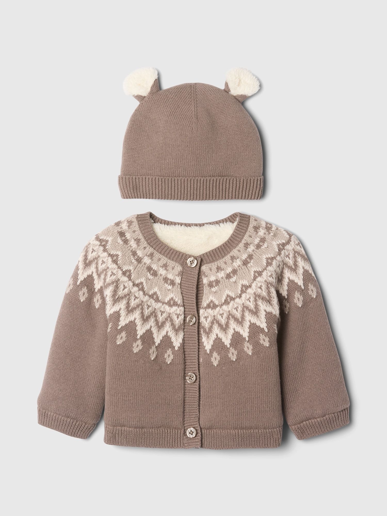 Ensemble cardigan et bonnet bébé Fair Isle | GAP-france.fr