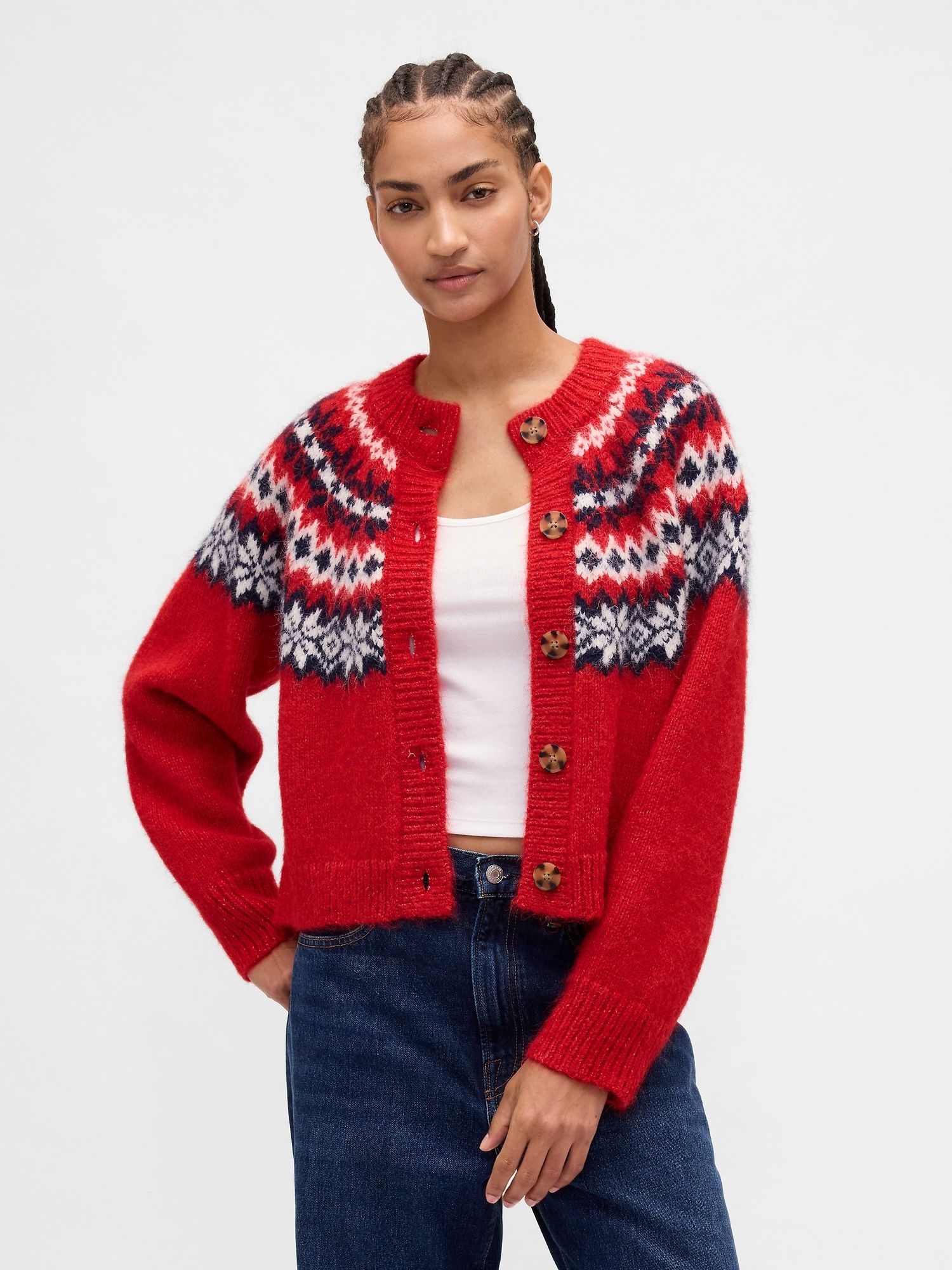 Oversize Fair Isle kardigán gyapjútartalommal | GAP.hu