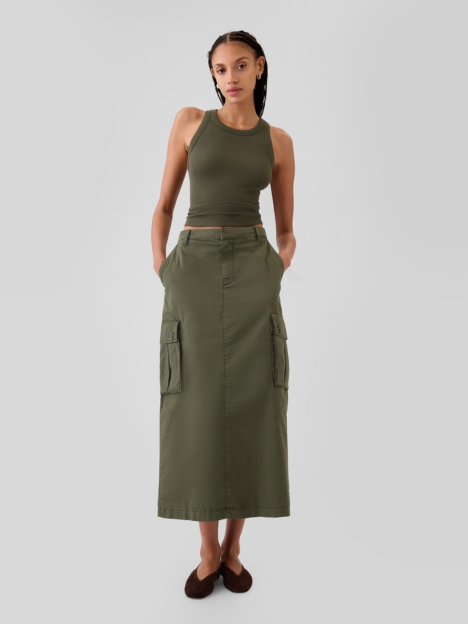 Jupe Midi Utility Cargo Pockets | GAP-france.fr