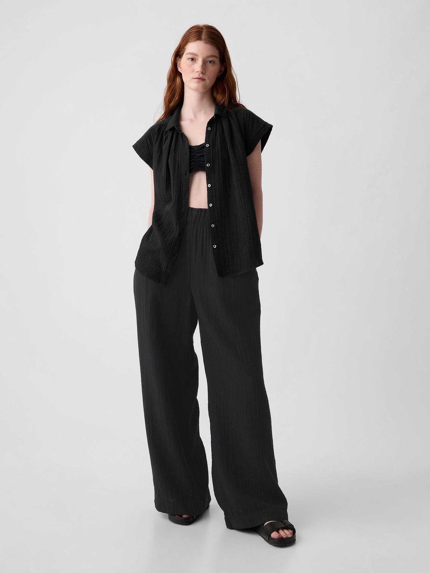 Mušelínové Kalhoty Wide Leg Gap Cz